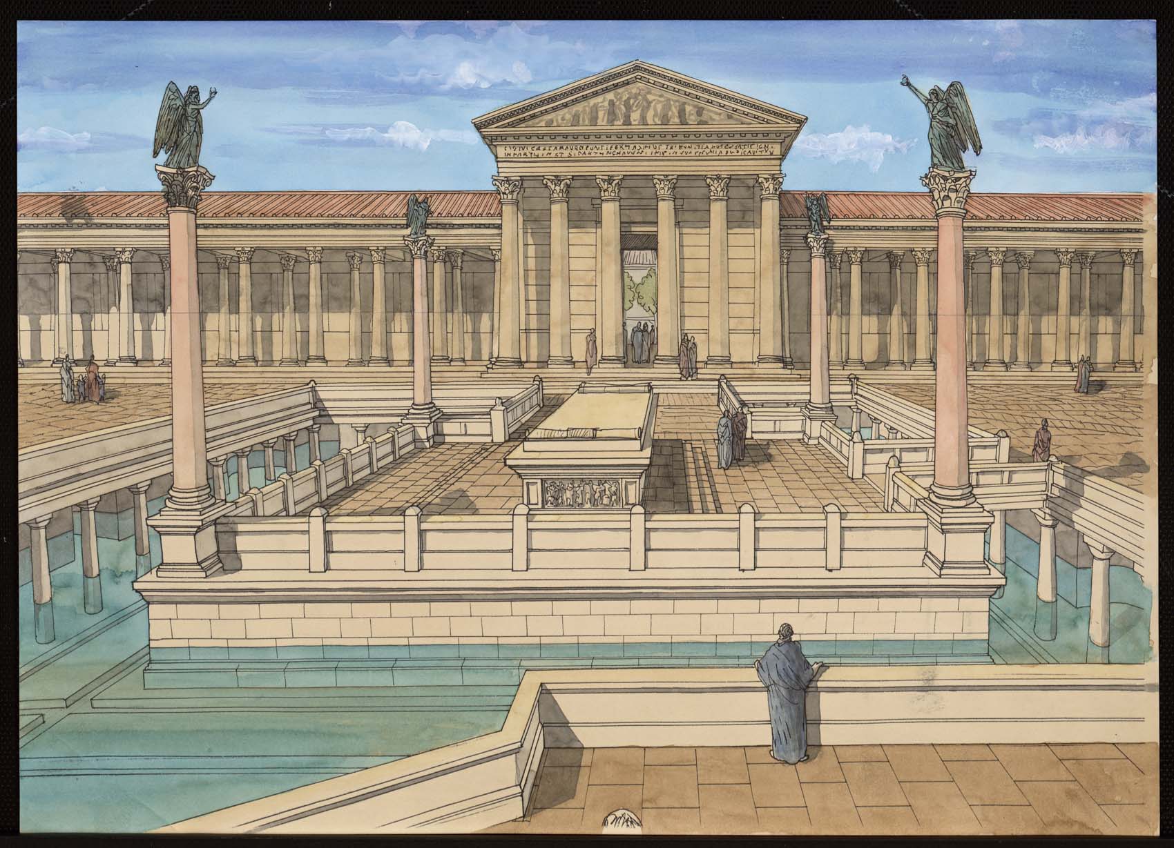 Nemausus (Nîmes), l'Augusteum, l'autel - Jean-Claude Golvin